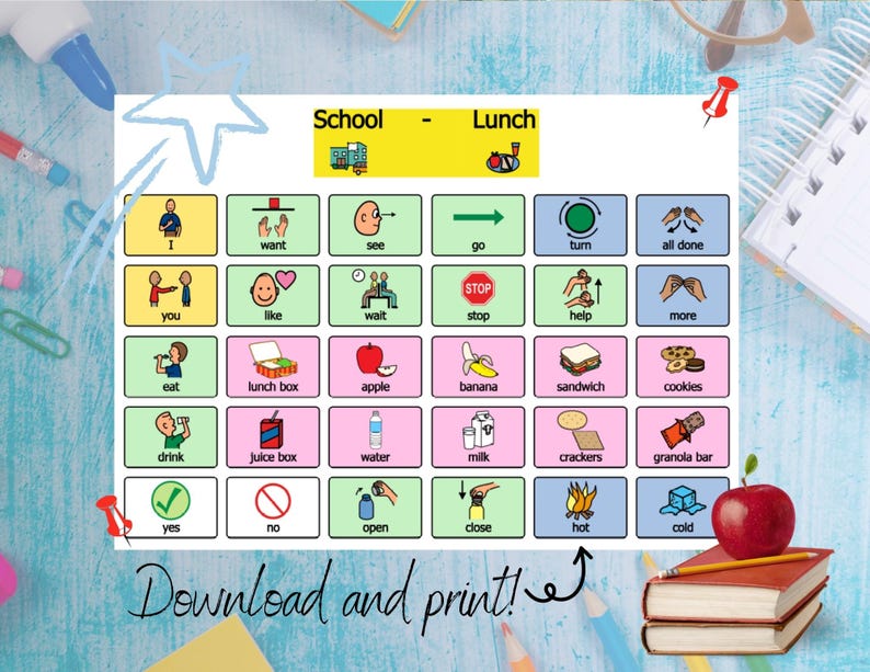 Autism Communication Board: Visual Aid for School - Lunch (PDF ...