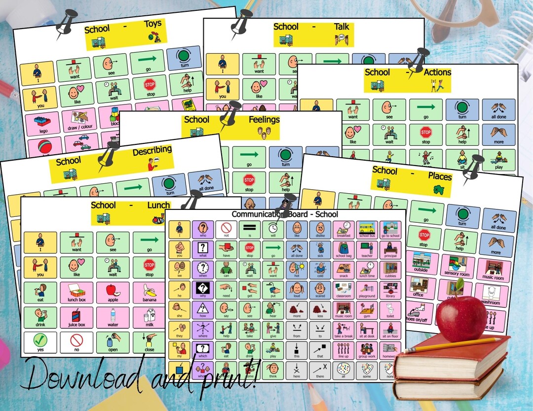 Autism Communication Board: Visual Aid for School (PDF Printable, All 8 ...
