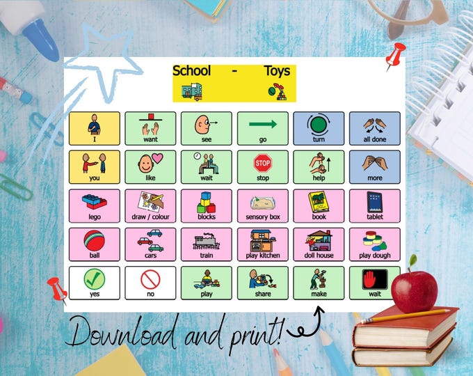 Non Verbal Autism Communication Board for Toddler Visual AAC Board ...