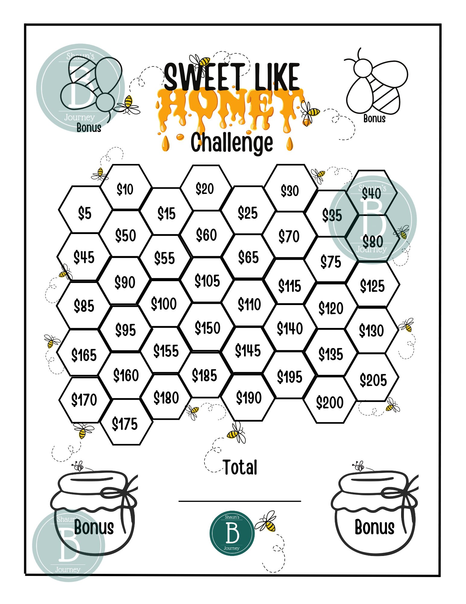 Sweet Like Honey High Savings Digital Saving Challenge & Envelope - Etsy