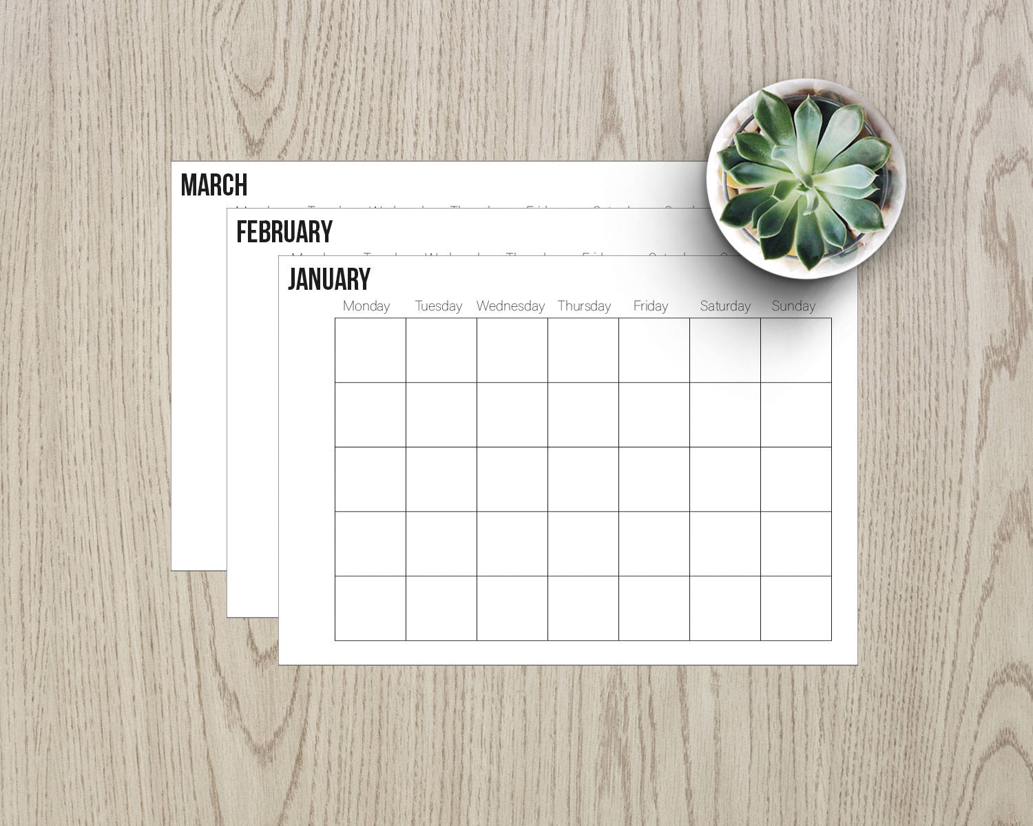Printable Wall Calendar Minimalist Calendar Monthly Planner | Etsy