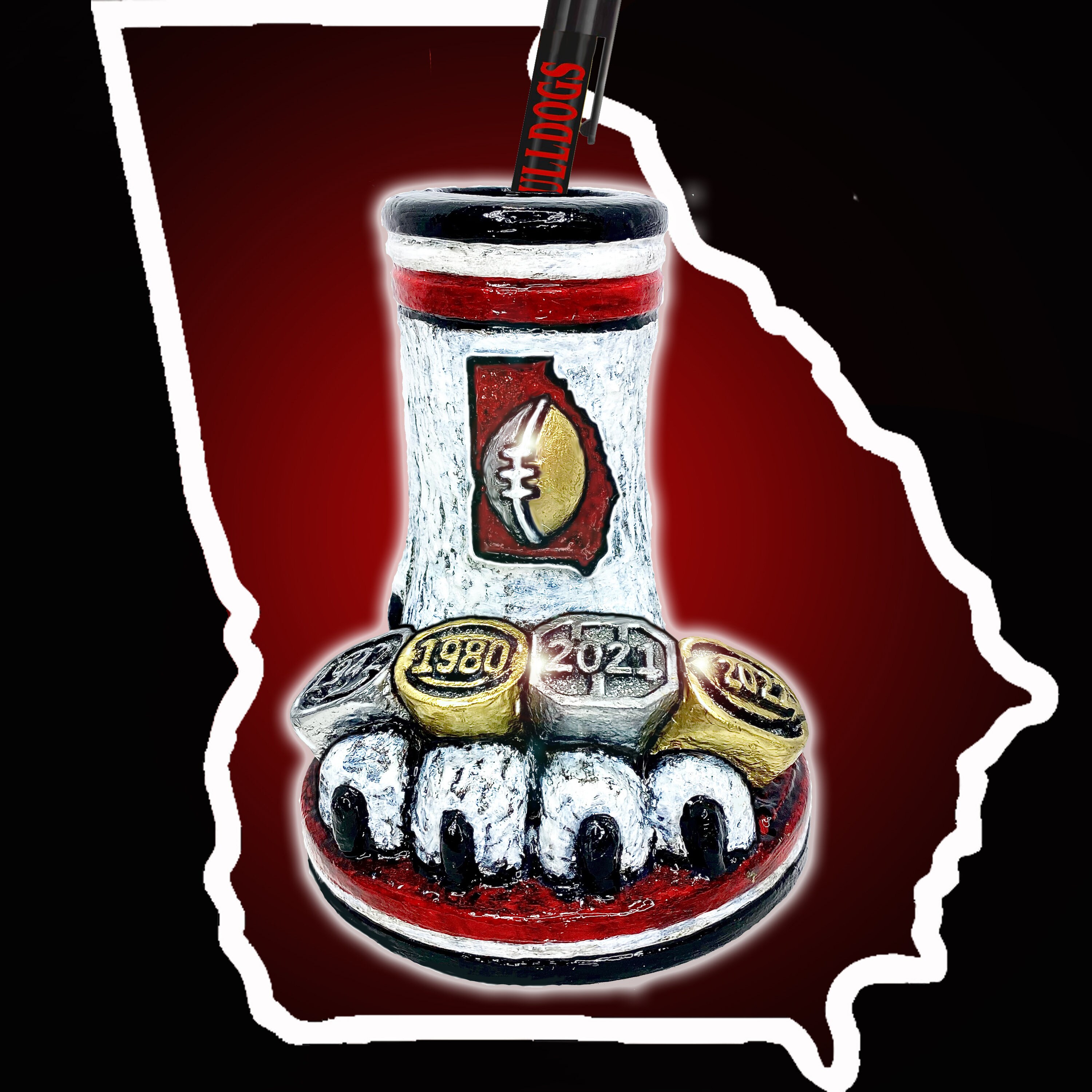 UGA Bulldogs Foot With All Four Championship Rings Pen Holder 2.0 - Etsy