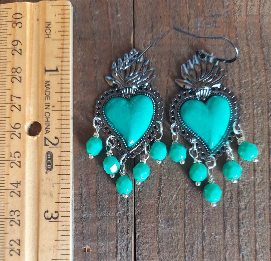 Sacred Heart Earrings Pendientes Sagrado Corazon Boho - Etsy