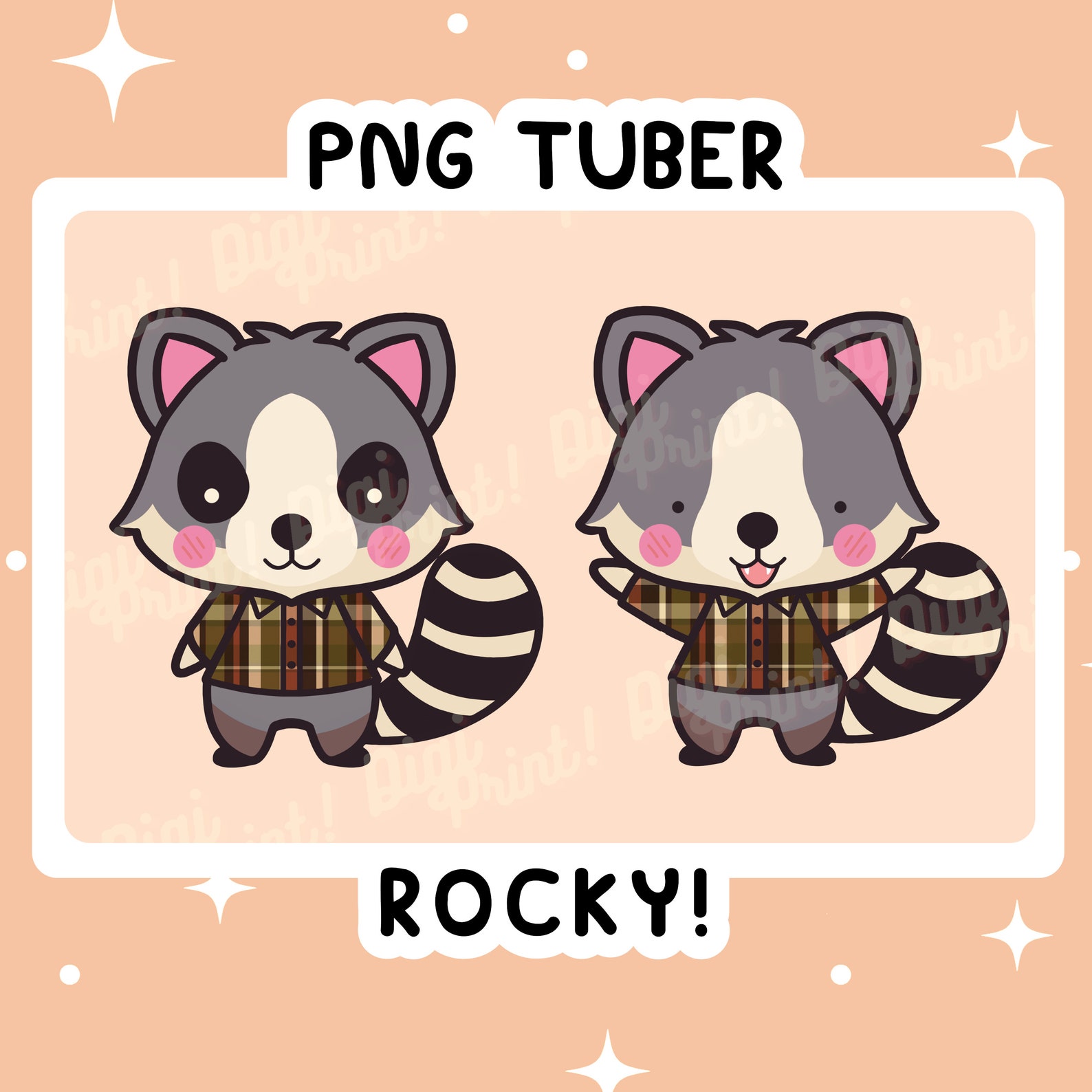 Chibi Racoon Pngtuber Cute Kawaii Vtuber Model Avatar Twitch Streamer ...