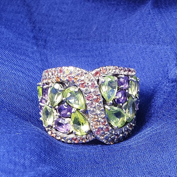 Amethyst and Peridot Ring - Etsy