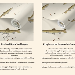 Fish Wallpaper, Rustic Lake Life Outdoors Peel and Stick Wallpaper ...