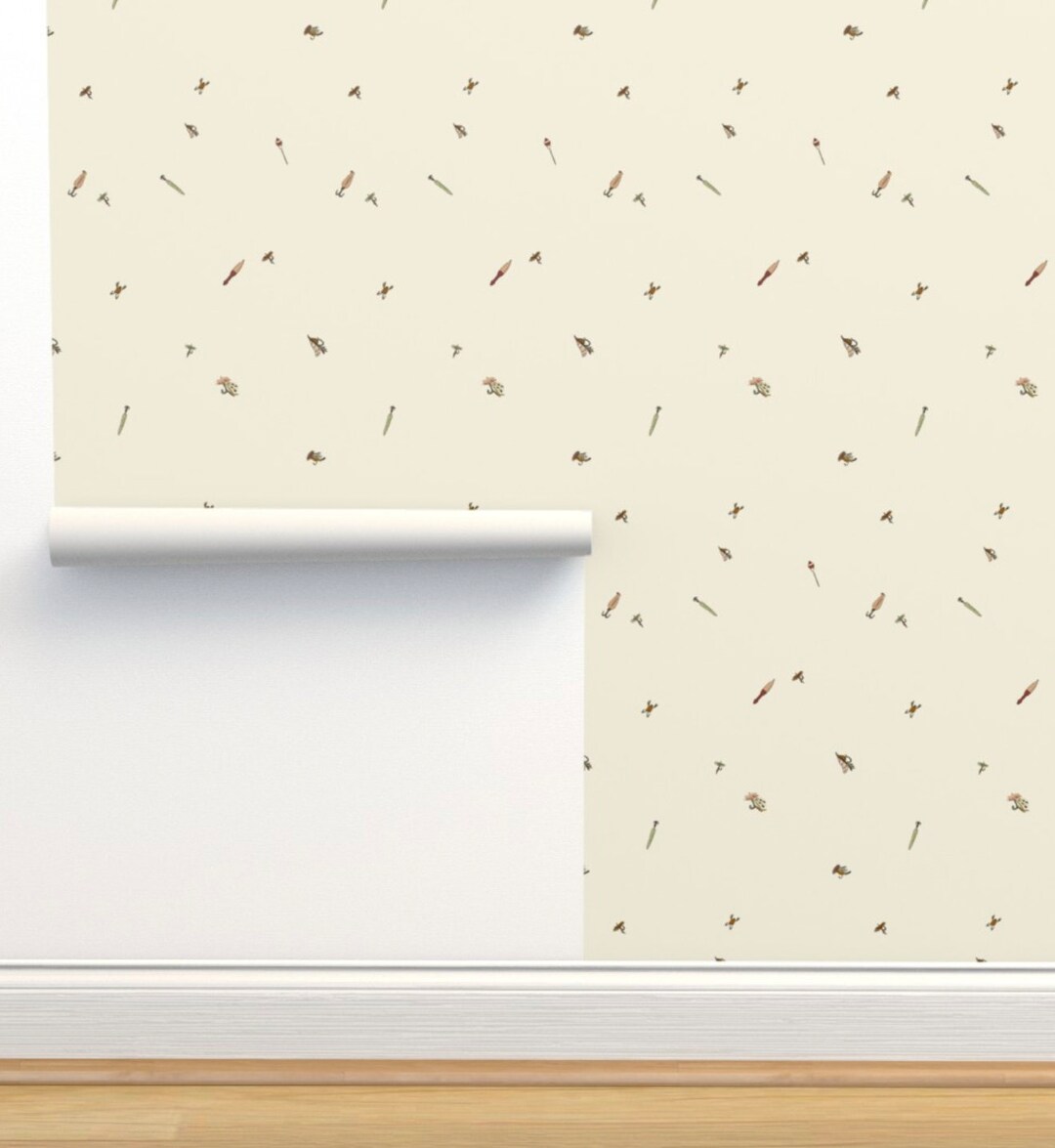 Vintage Fishing Lures Wallpaper: Rustic Lodge Peel and Stick - Etsy