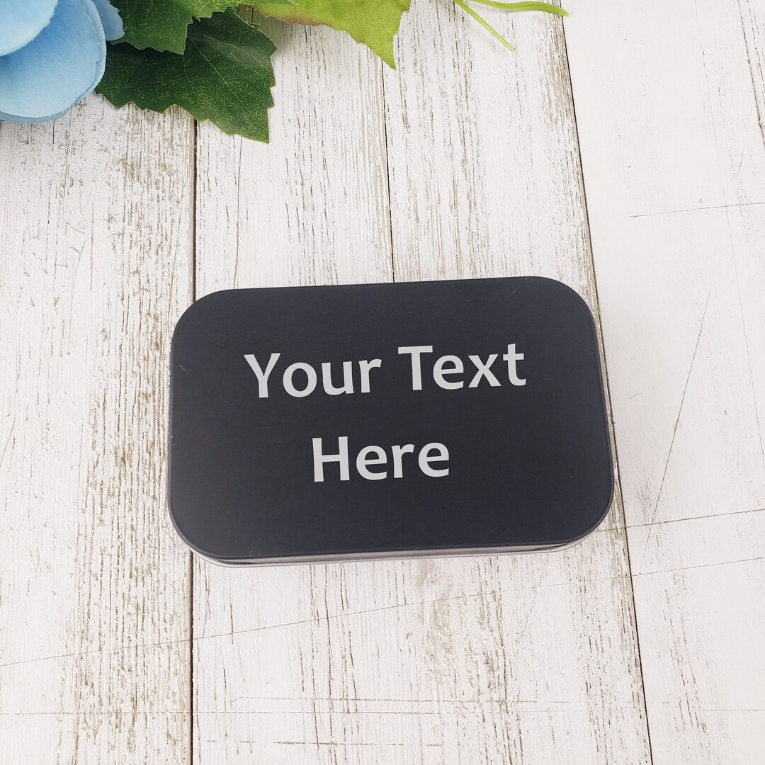 Small Rectangular Black Aluminum Tin Box Custom Engraved Tin - Etsy