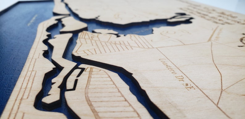 Custom Engraved Lake Map Picture - Etsy