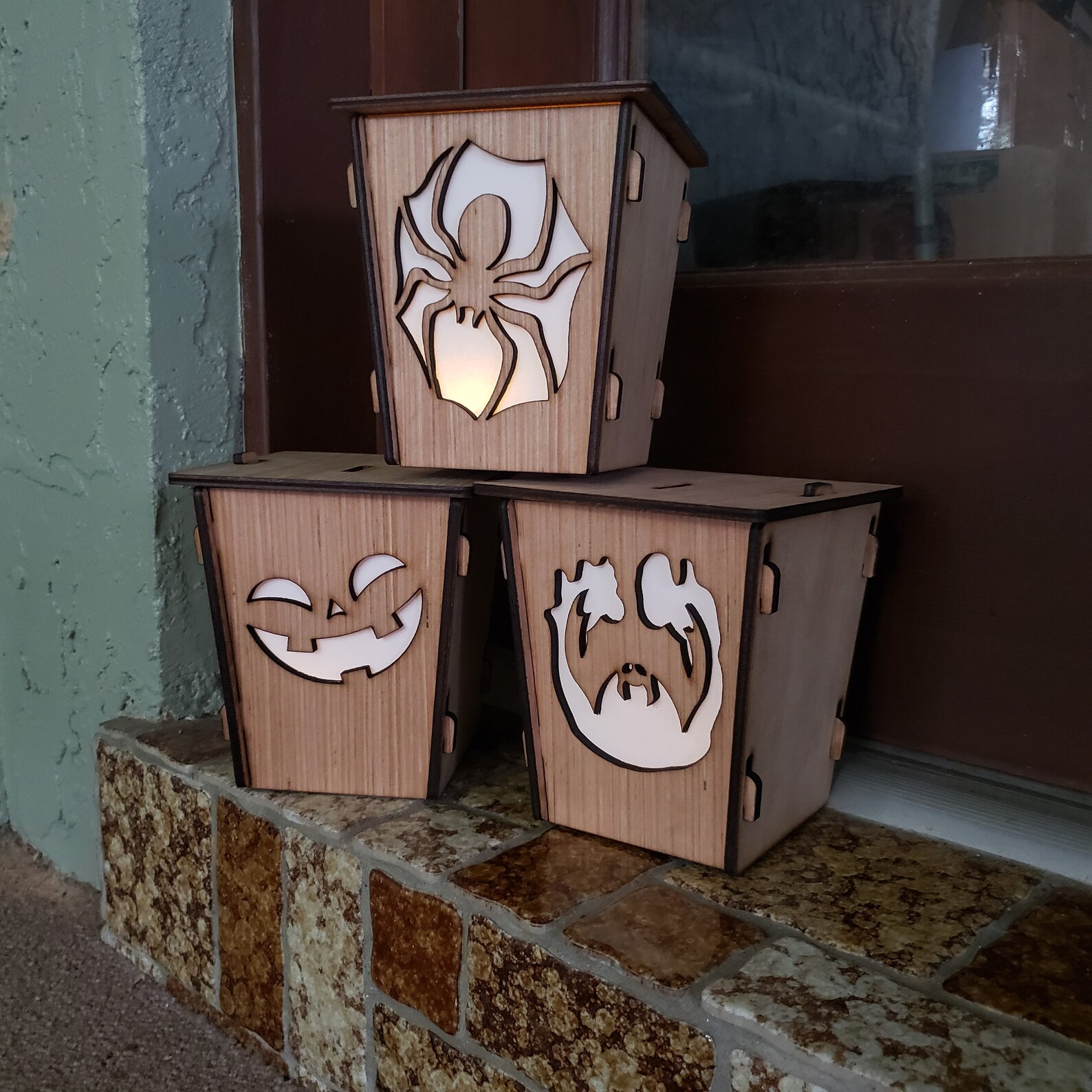 Halloween Decoration Light, Jack-o-lantern Wood Decorations Light| Tea ...