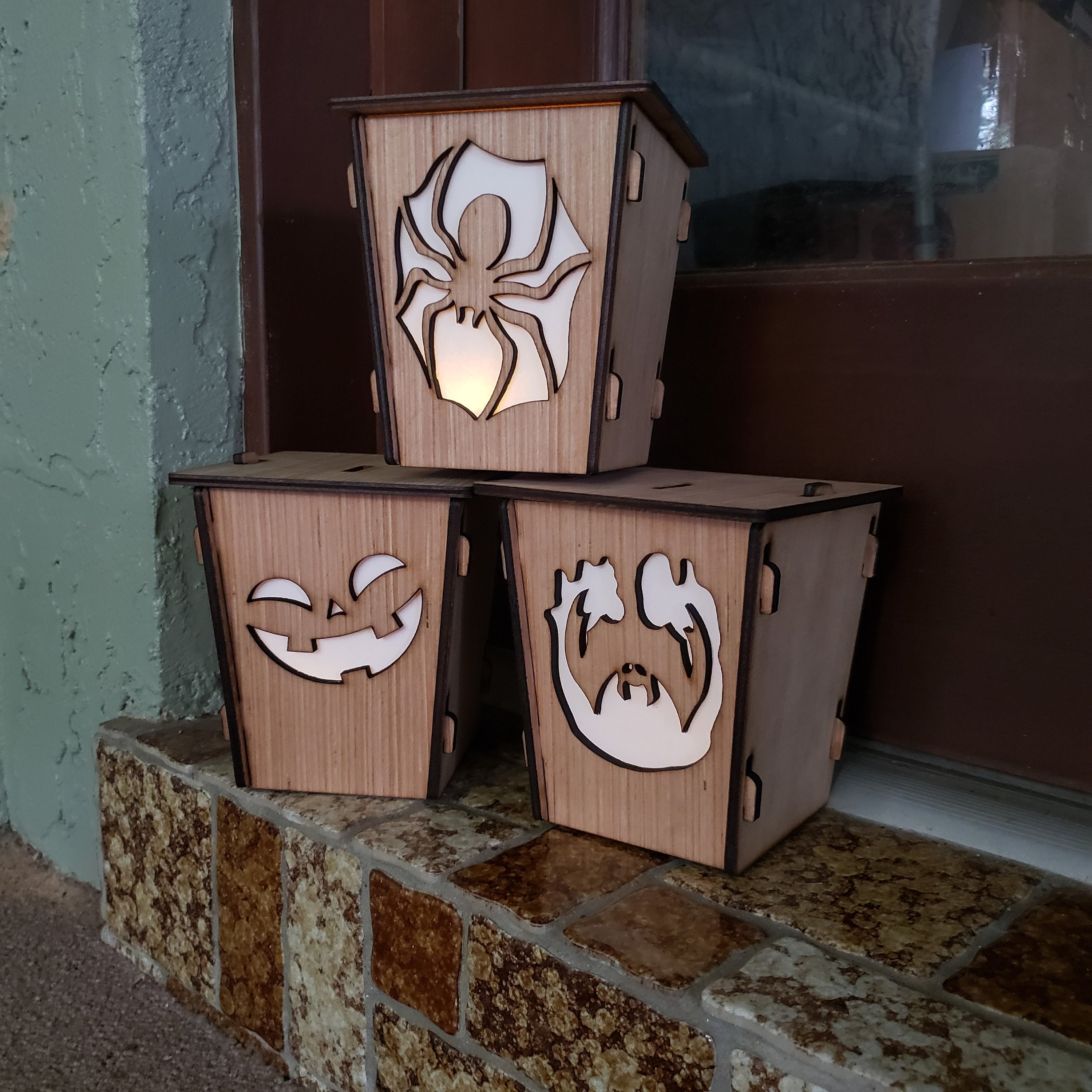 Halloween Decoration Light, Jack-o-lantern Wood Decorations Light Tea ...