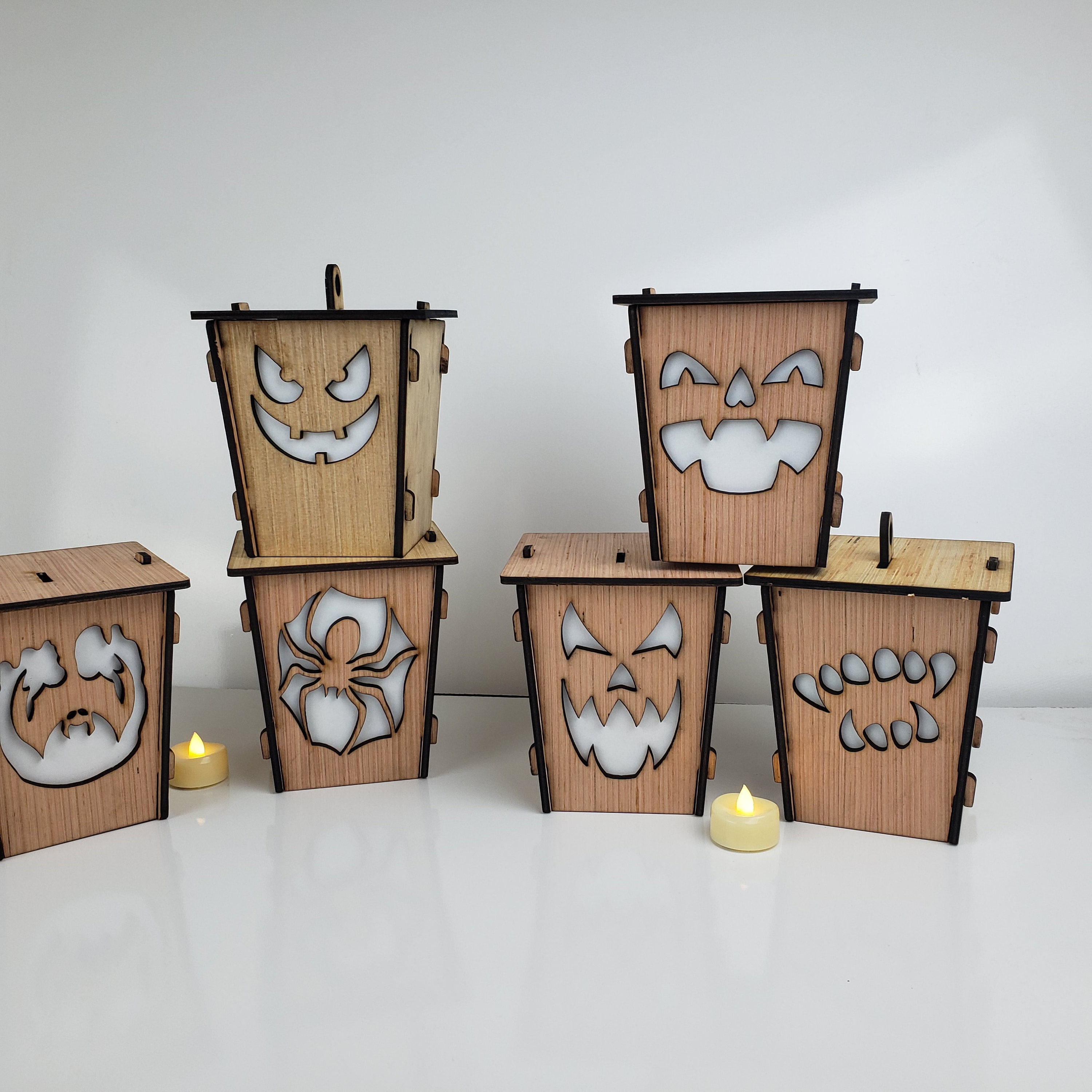 Halloween Decoration Light, Jack-o-lantern Wood Decorations Light Tea ...