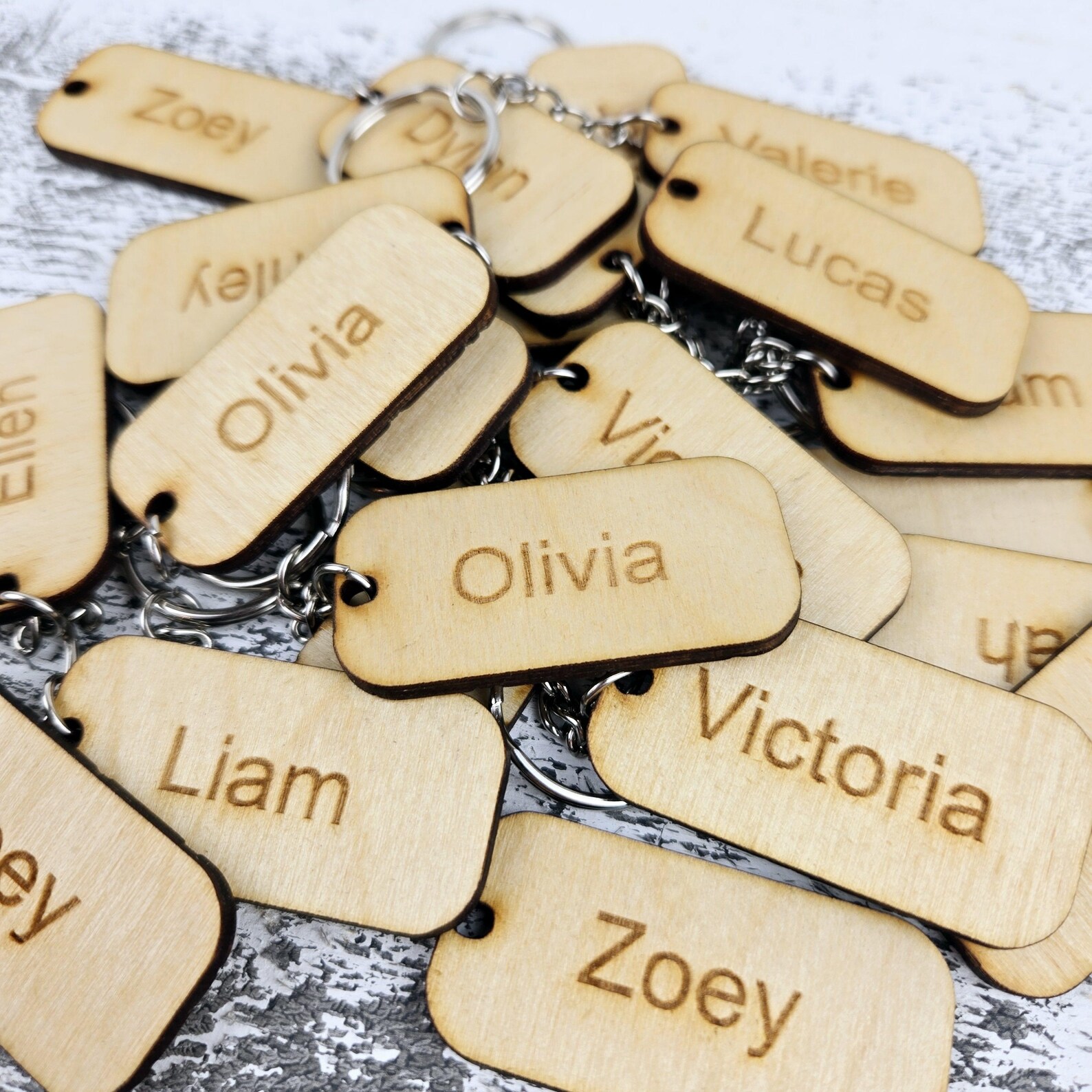 Customizable Wooden Rectangle Keychain Name Keychain/tag - Etsy