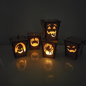 Halloween Decoration Light, Jack-o-lantern Wood Decorations Light| Tea ...