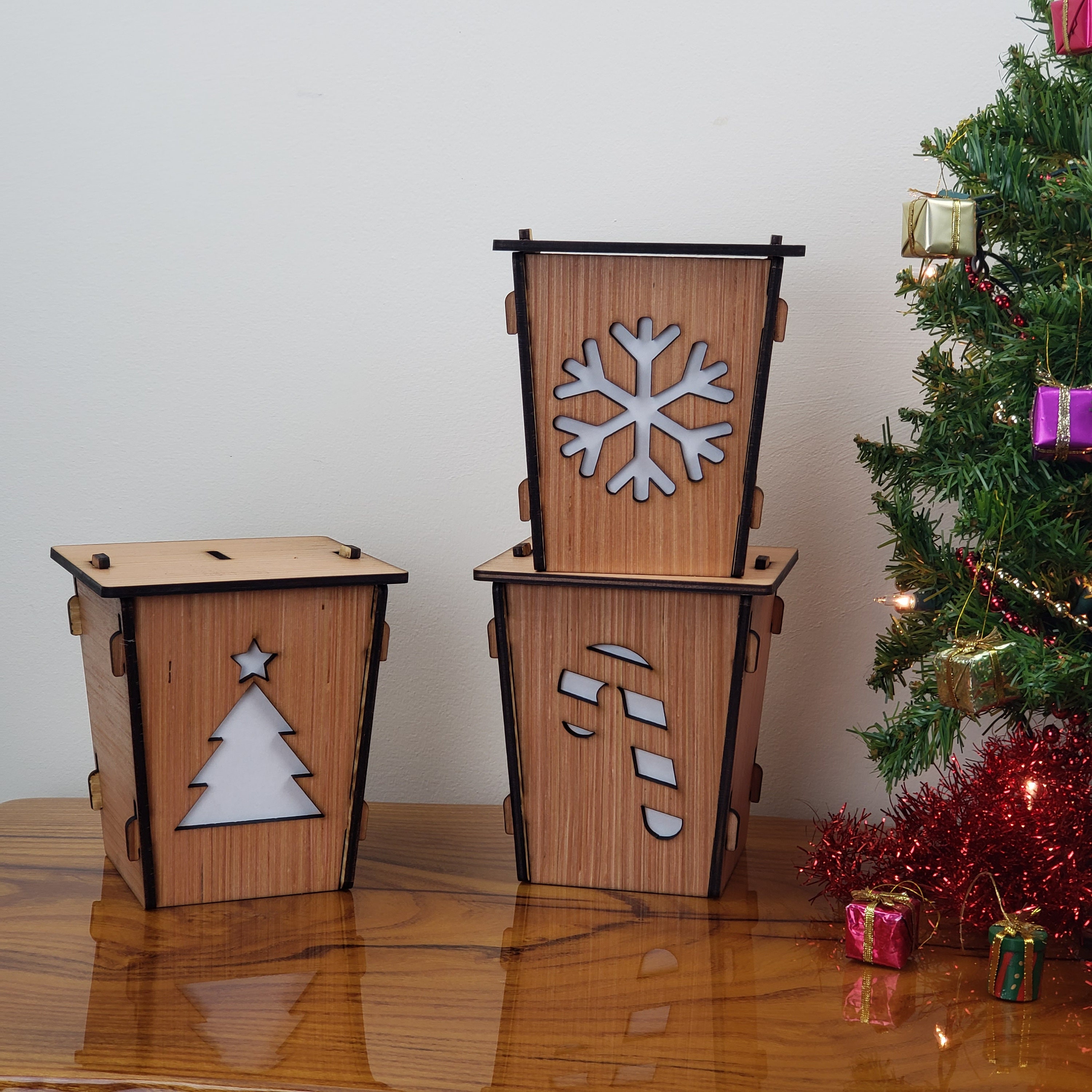 Lantern Light for Christmas, Wooden Light Box Décor - Etsy