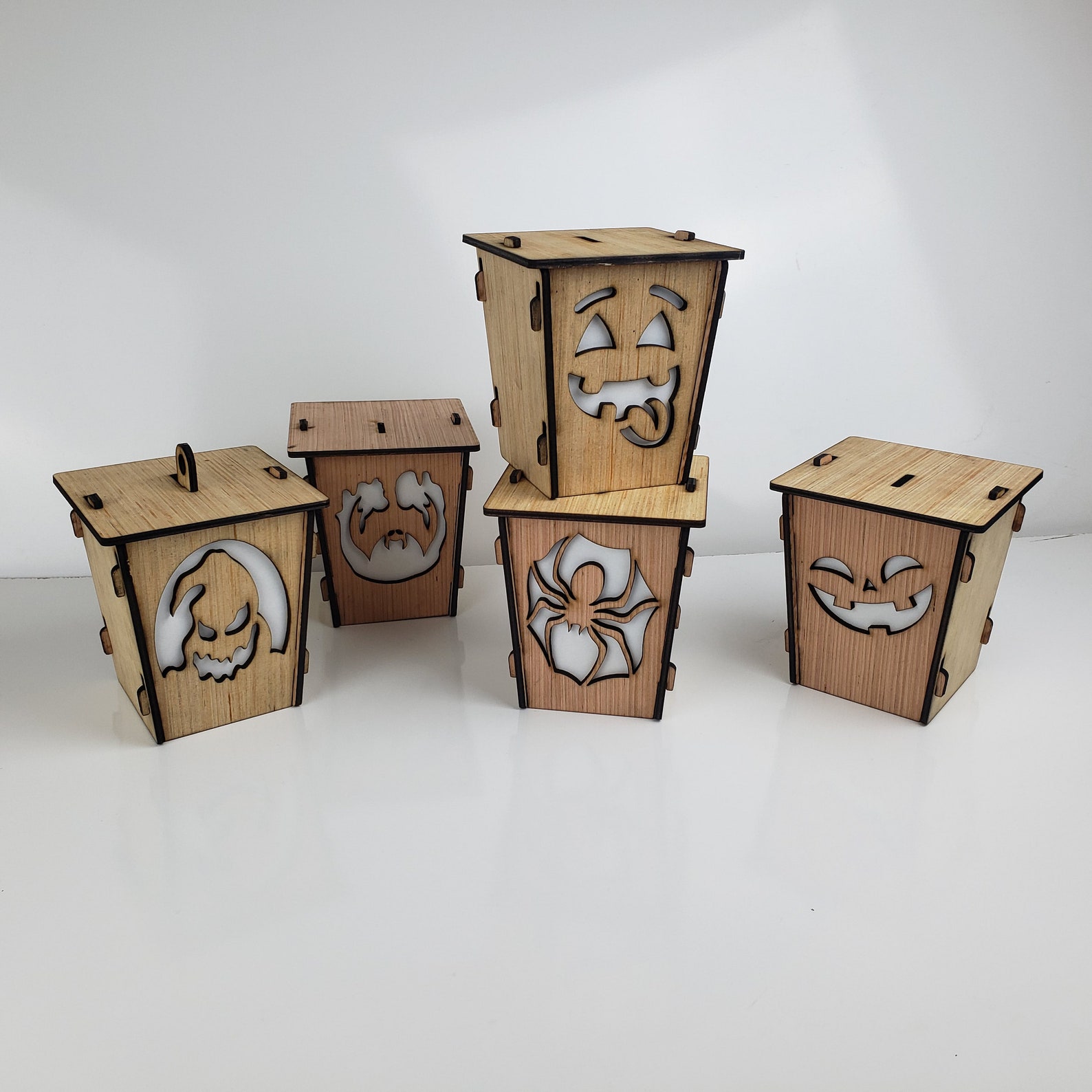 Halloween Decoration Light, Jack-o-lantern Wood Decorations Light Tea ...