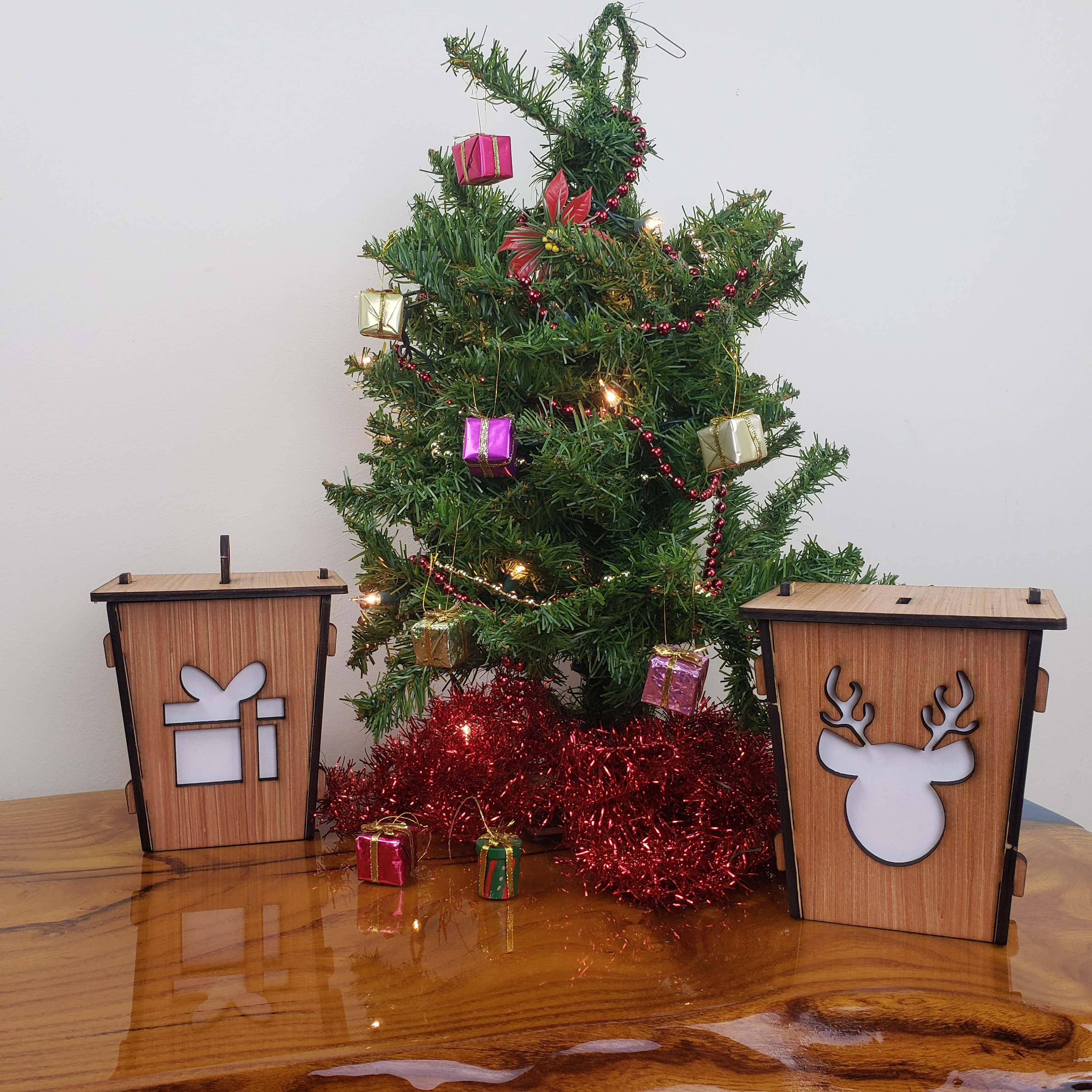 Lantern Light for Christmas, Wooden Light Box Décor - Etsy