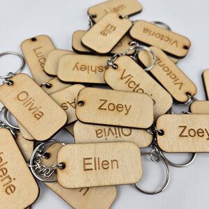 Customizable Wooden Rectangle Keychain Name Keychain/tag - Etsy