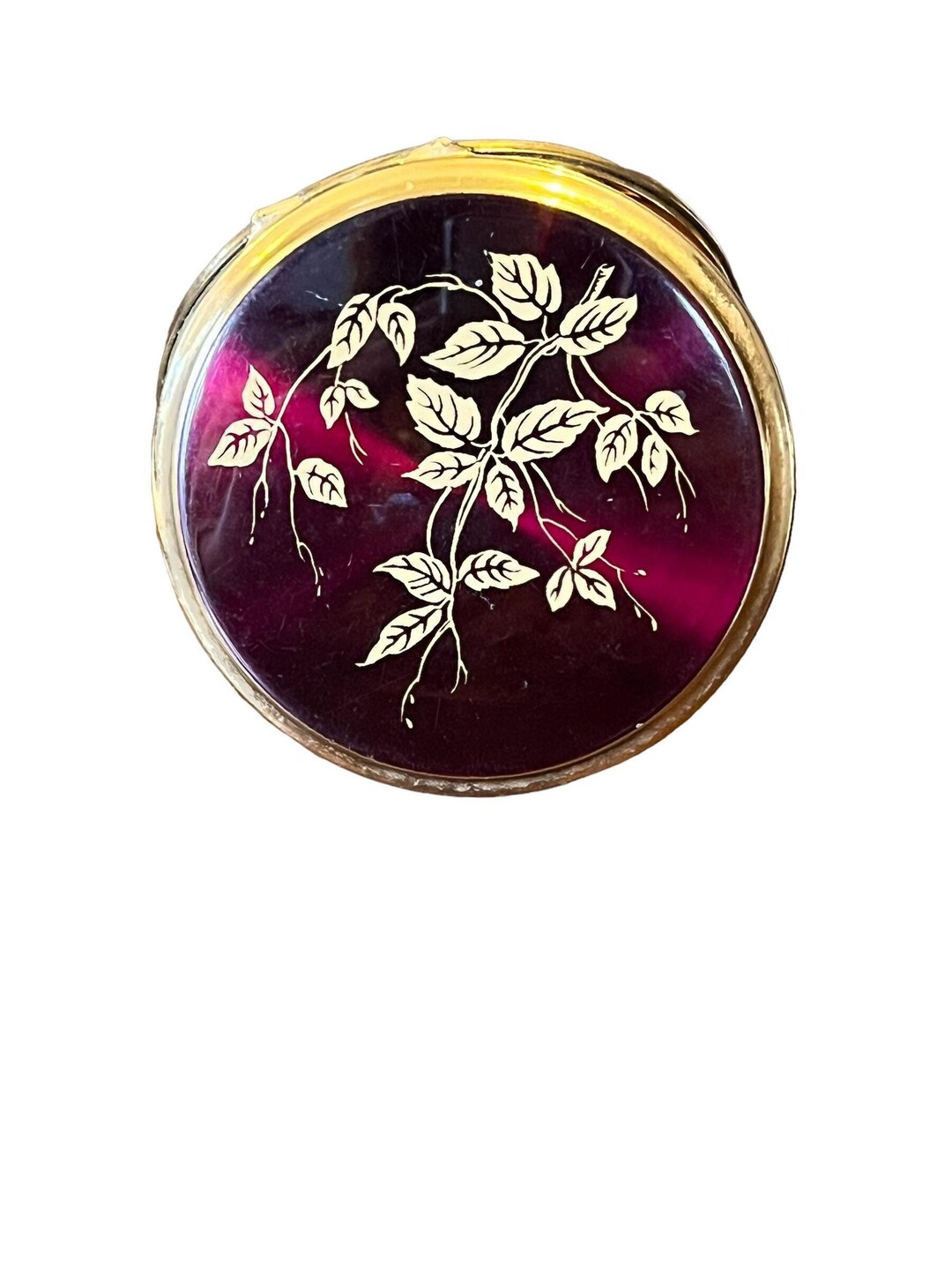 Vintage Stratton Powder Compact, Vintage Floral Compact, Burgundy ...