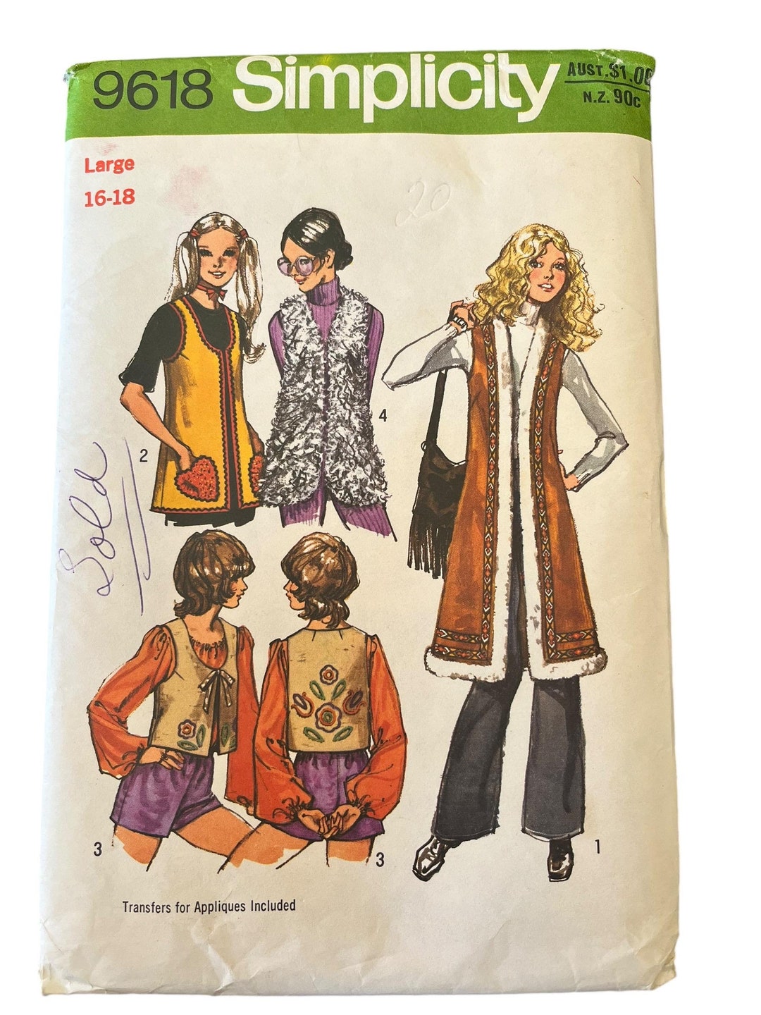 Retro Vest Sewing Pattern, Simplicity Sewing Pattern, Penny Lane Vest ...