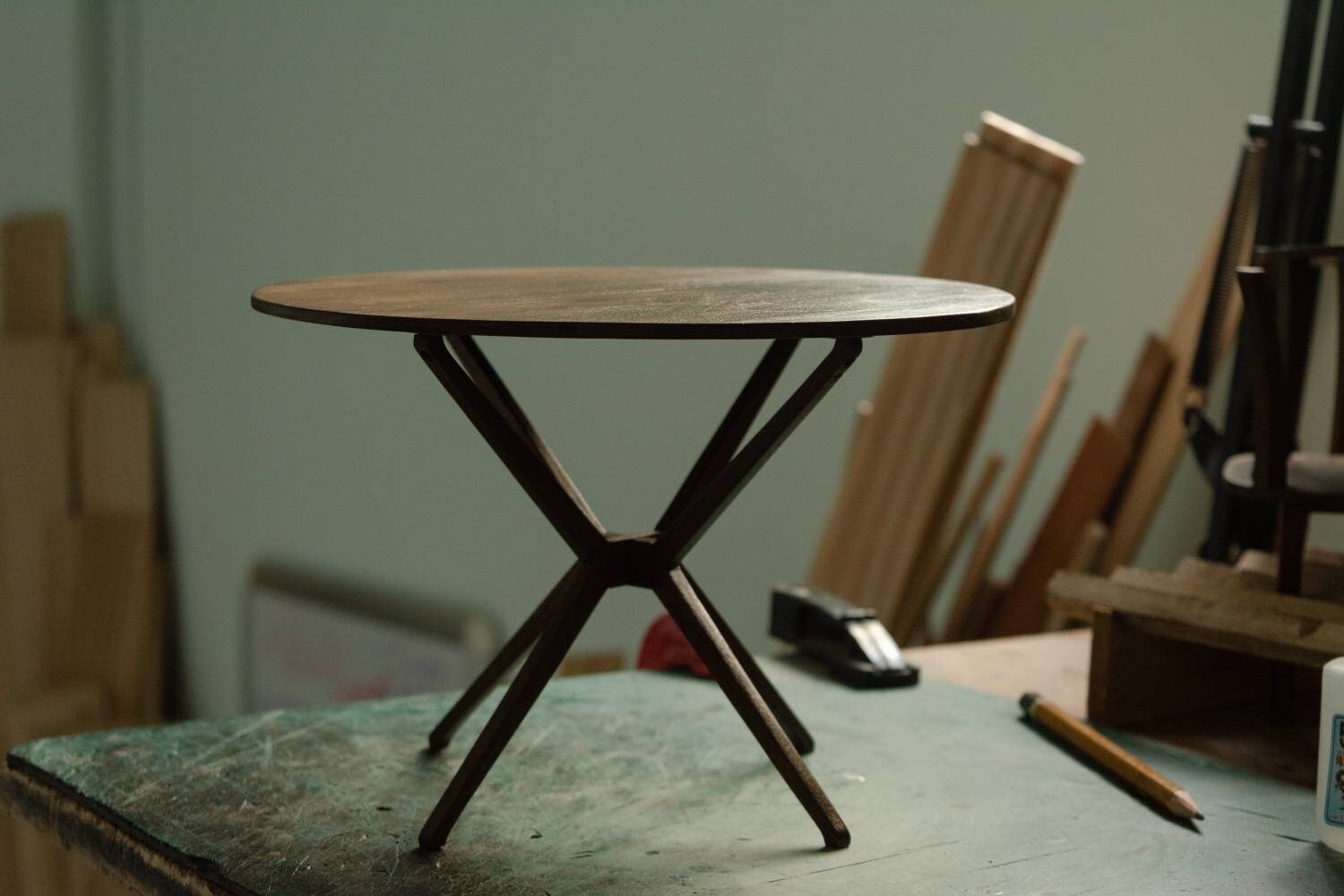Circle Wood Dinning Table 1:6 Scale Furniture Miniatures for | Etsy