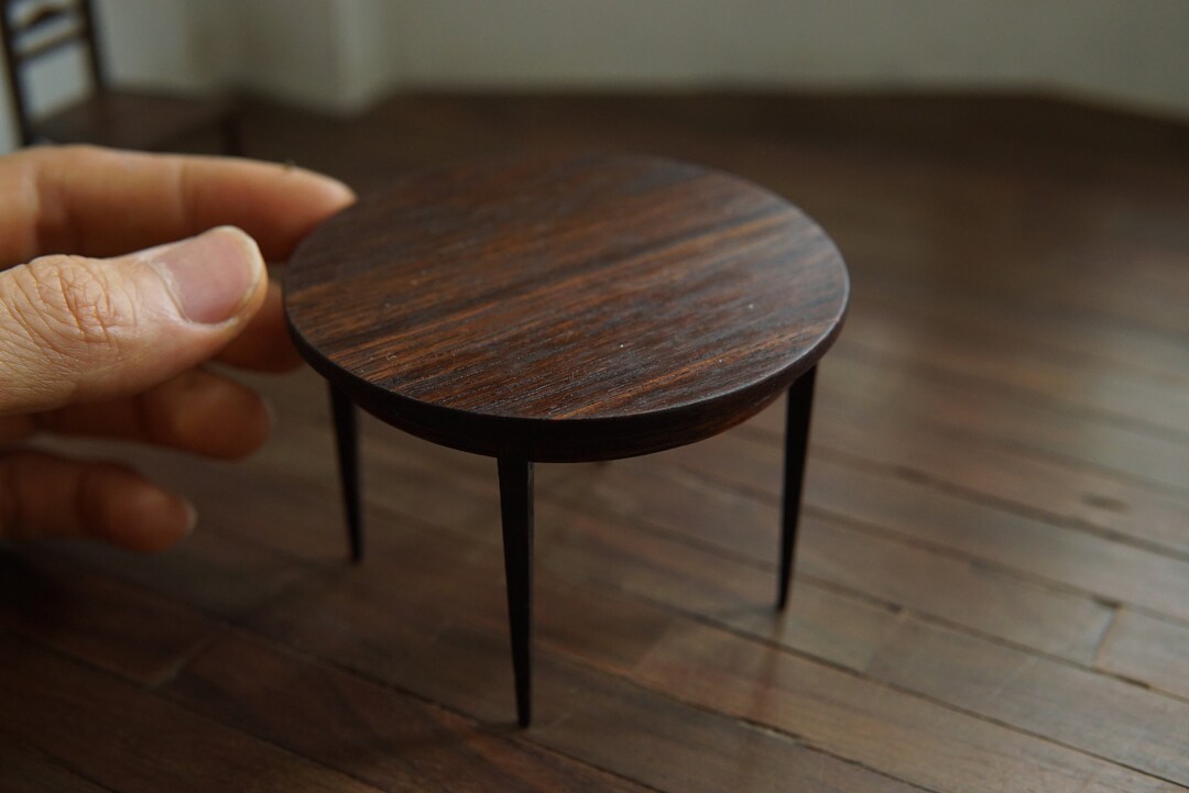 Circle Wood Table 1:12 Scale - Furniture Miniatures for Doll, BJD ...
