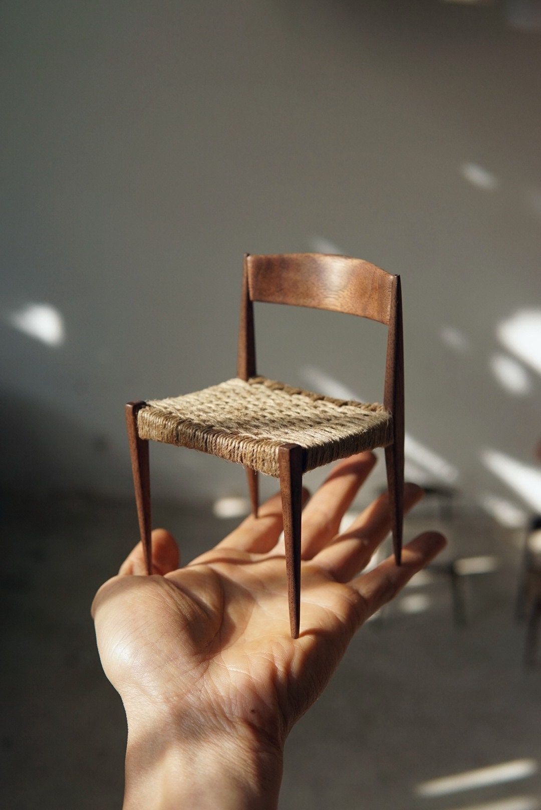 Doll Furniature Wooden Chair With Weaving Cord, Bjd, Dollhouse ...