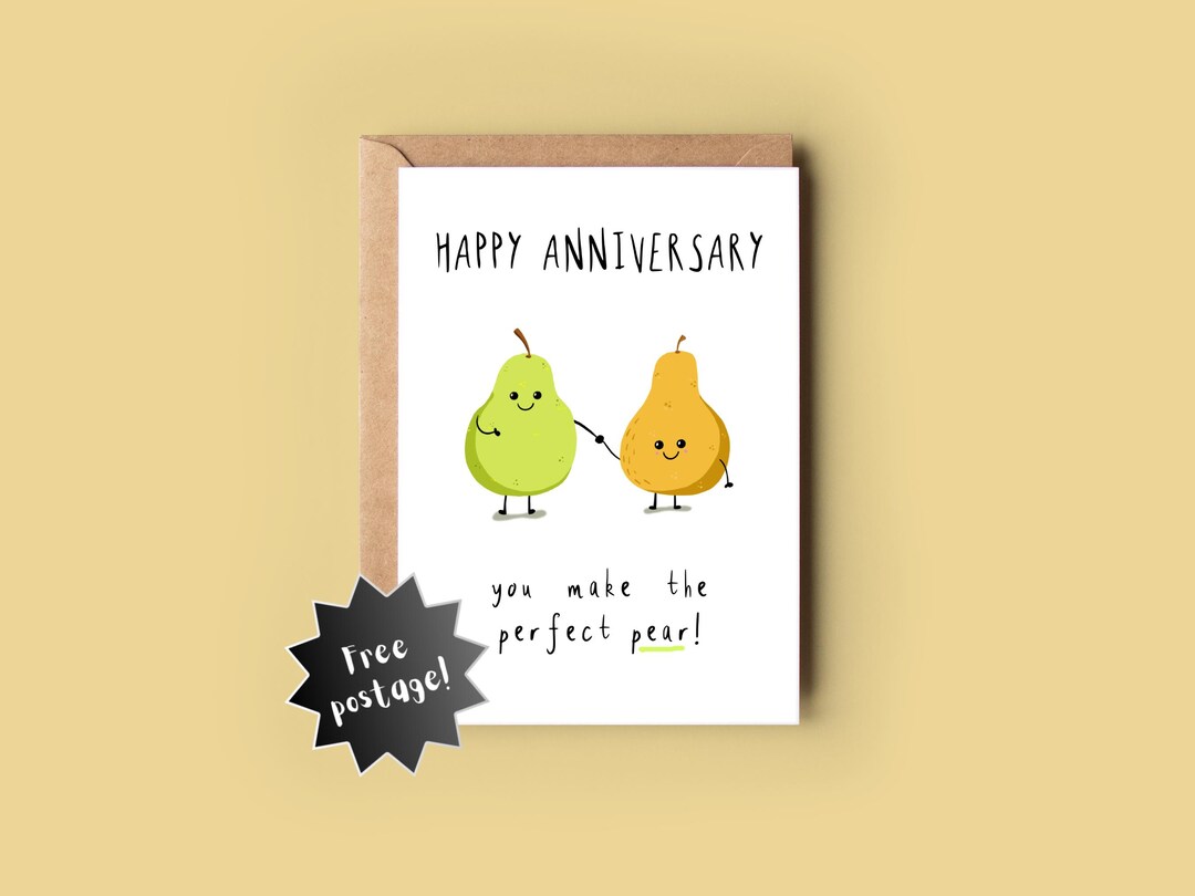 Pear Anniversary Funny Pun Card - "perfect Pair” - Etsy