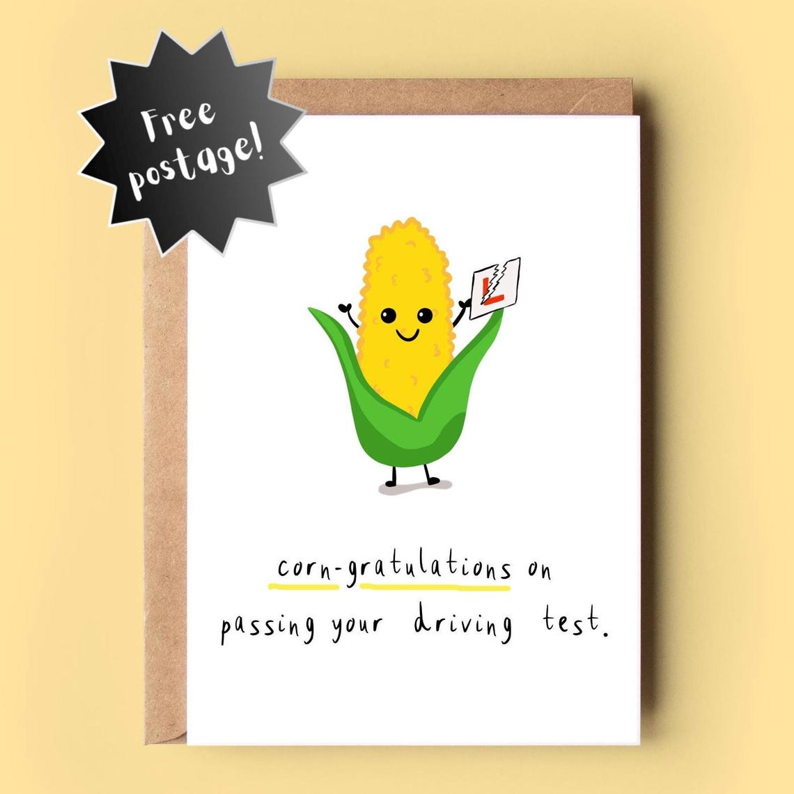 Congratulations Driving Test Funny Pun Card - "corn-gratulations” - Etsy
