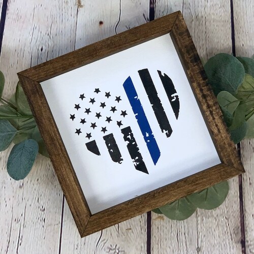 Thin Blue Line Warrior Wood Sign Law Enforcement Police - Etsy