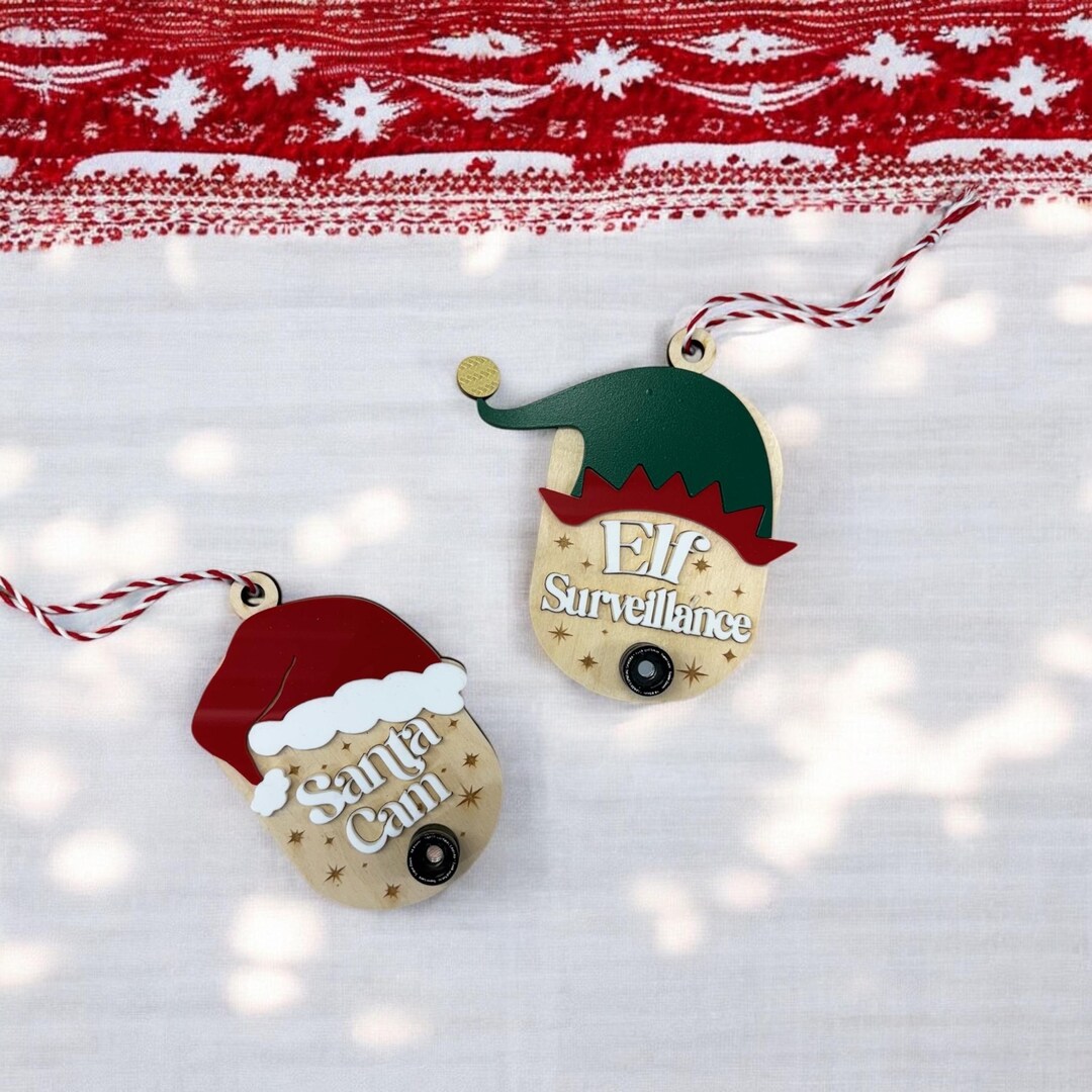 Santa Cam & Elf Surveillance Ornaments | Christmas Tree Ornament ...