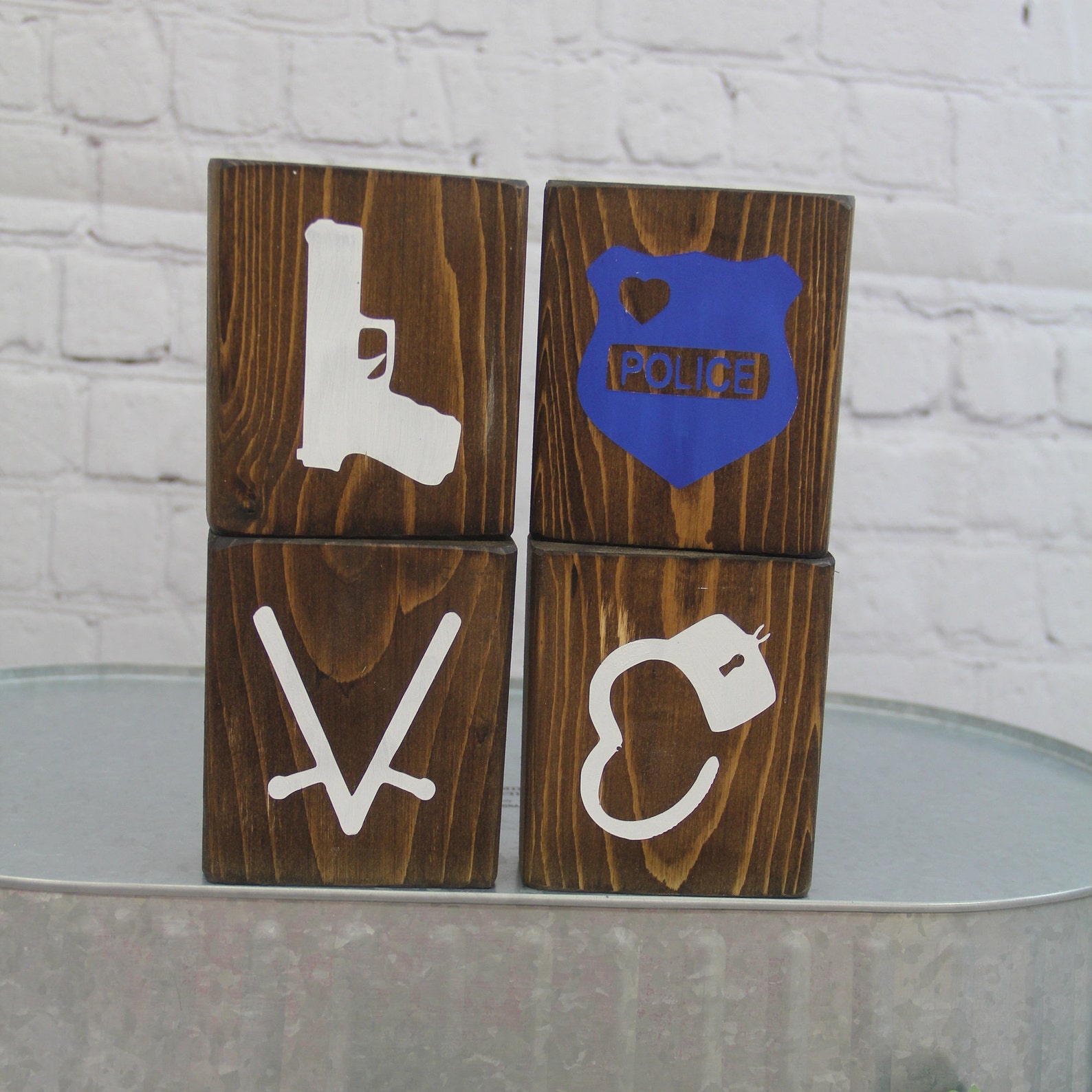 Police Officer Love Blocks | Police Officer Decor | Farmhouse Blocks ...