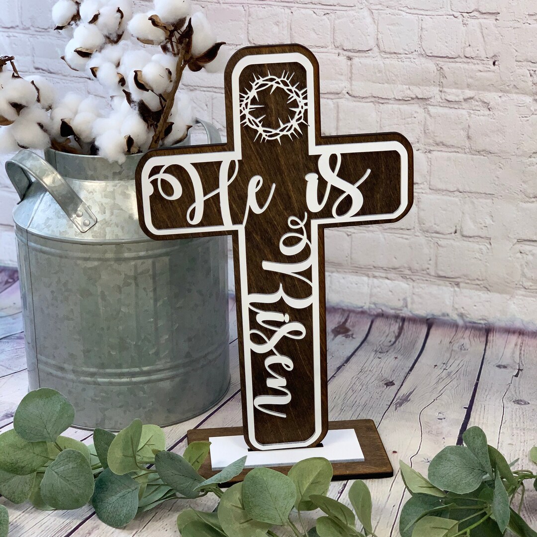 Easter Cross Laser Cut Decor | Religious Easter Decor | Easter Mantel ...
