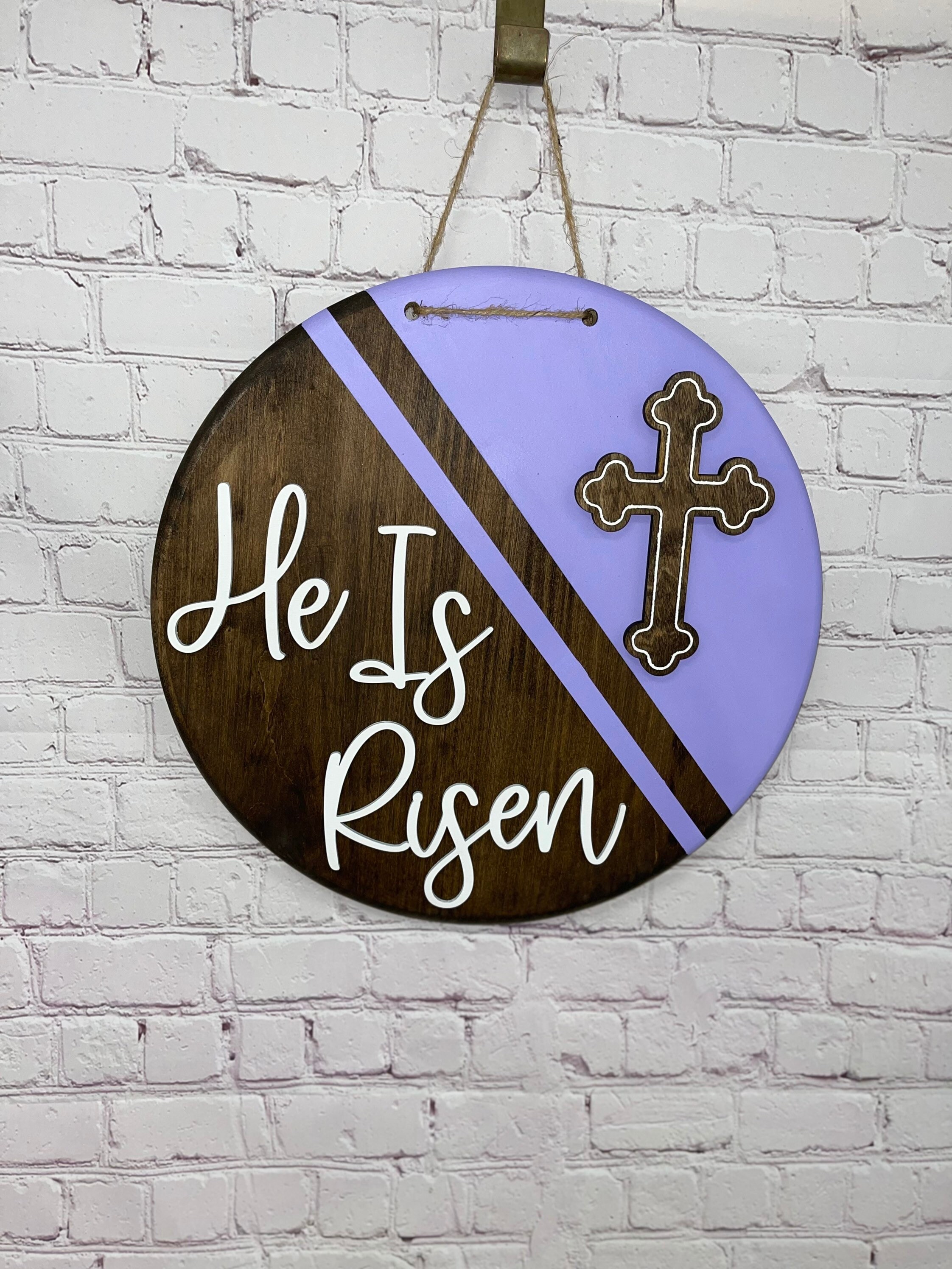 He is Risen Religious Easter Door Round Spring Decor 3D - Etsy