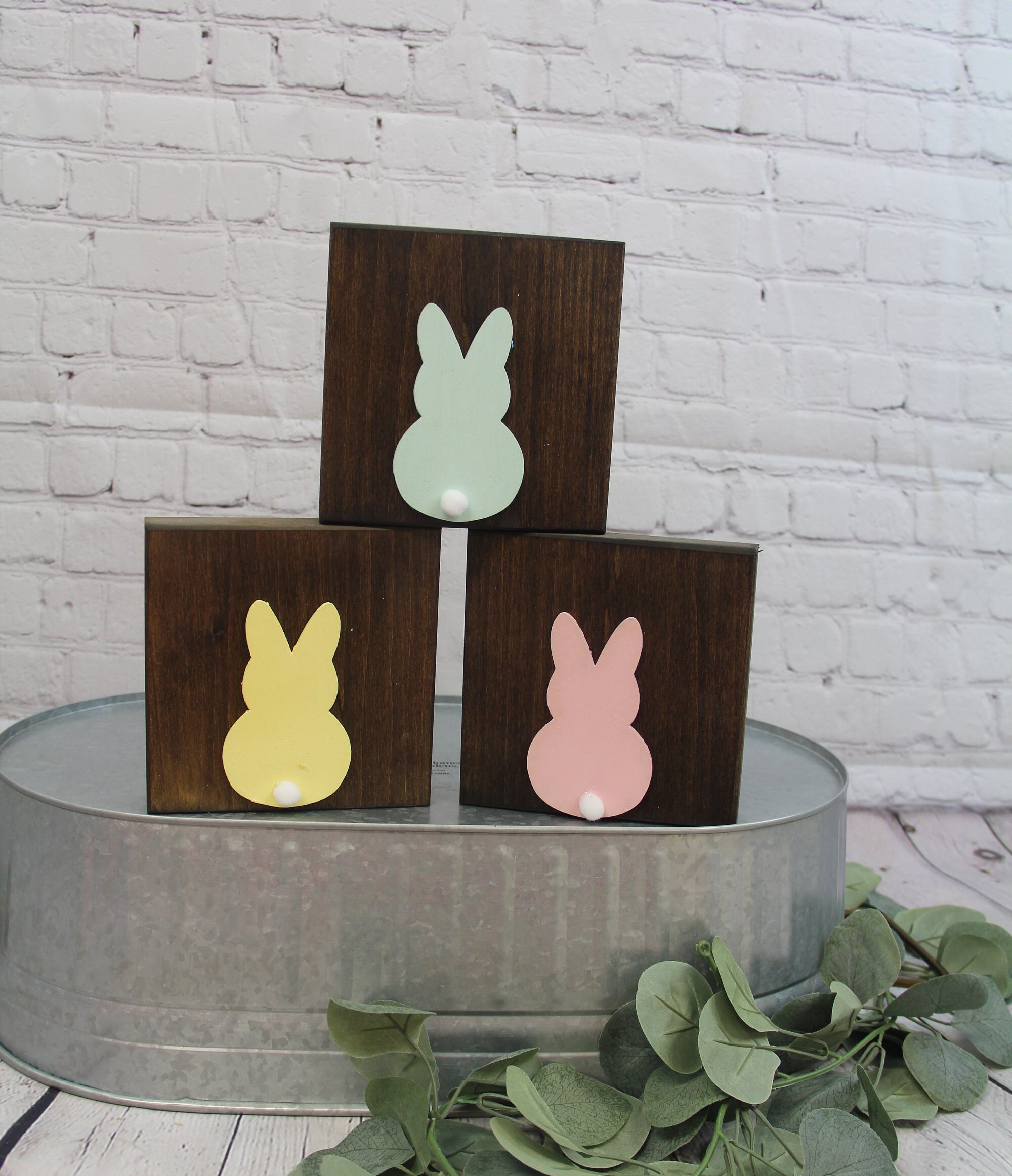 Easter Bunny 3D Mini Block Set of 3 Easter Decor Fluffy - Etsy