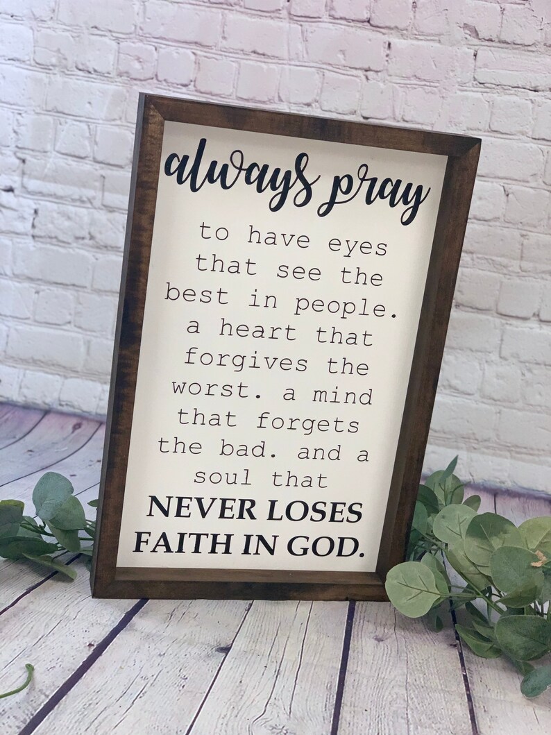 Always Pray Farmhouse Sign | Living Room Decor | Religious Farmhouse ...