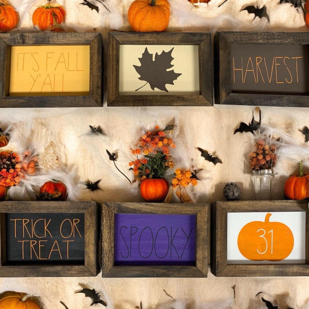Reversible - Fall/halloween Mini Set of 3 | Rae Dunn Inspired Signs ...