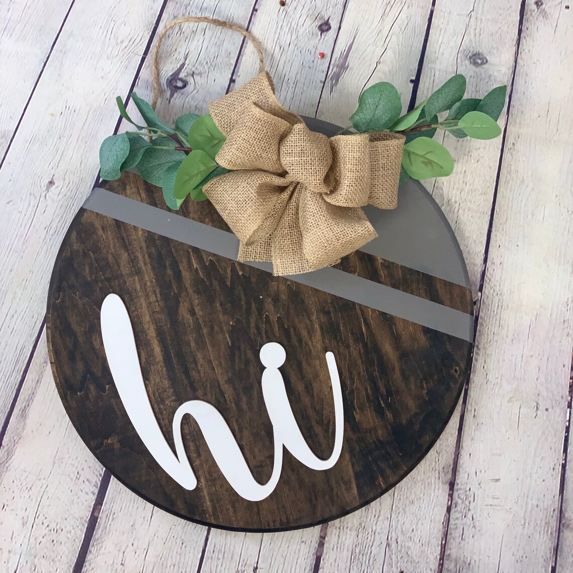 Hi Front Door Sign | Front Door Decor | Round Door Sign | Door Hanger ...