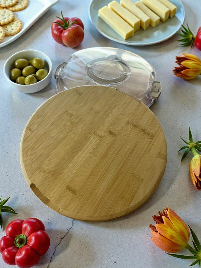 Engraved Bamboo Snack Tray With Lid | Personalized Serving Tray ...