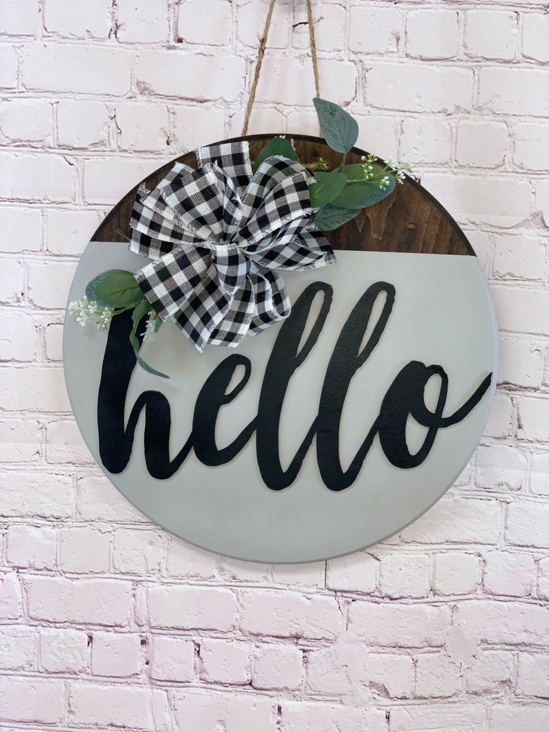 Hello Front Door Sign | Front Door Decor | Round Door Sign | Door ...