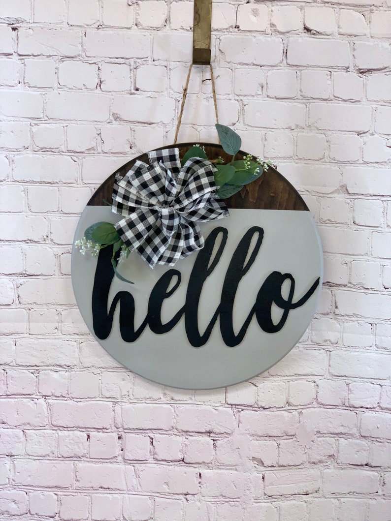 Hello Front Door Sign Front Door Decor Round Door Sign - Etsy