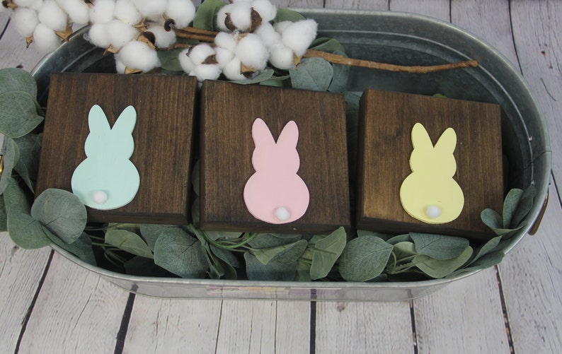 Easter Bunny 3D Mini Block Set of 3 Easter Decor Fluffy - Etsy