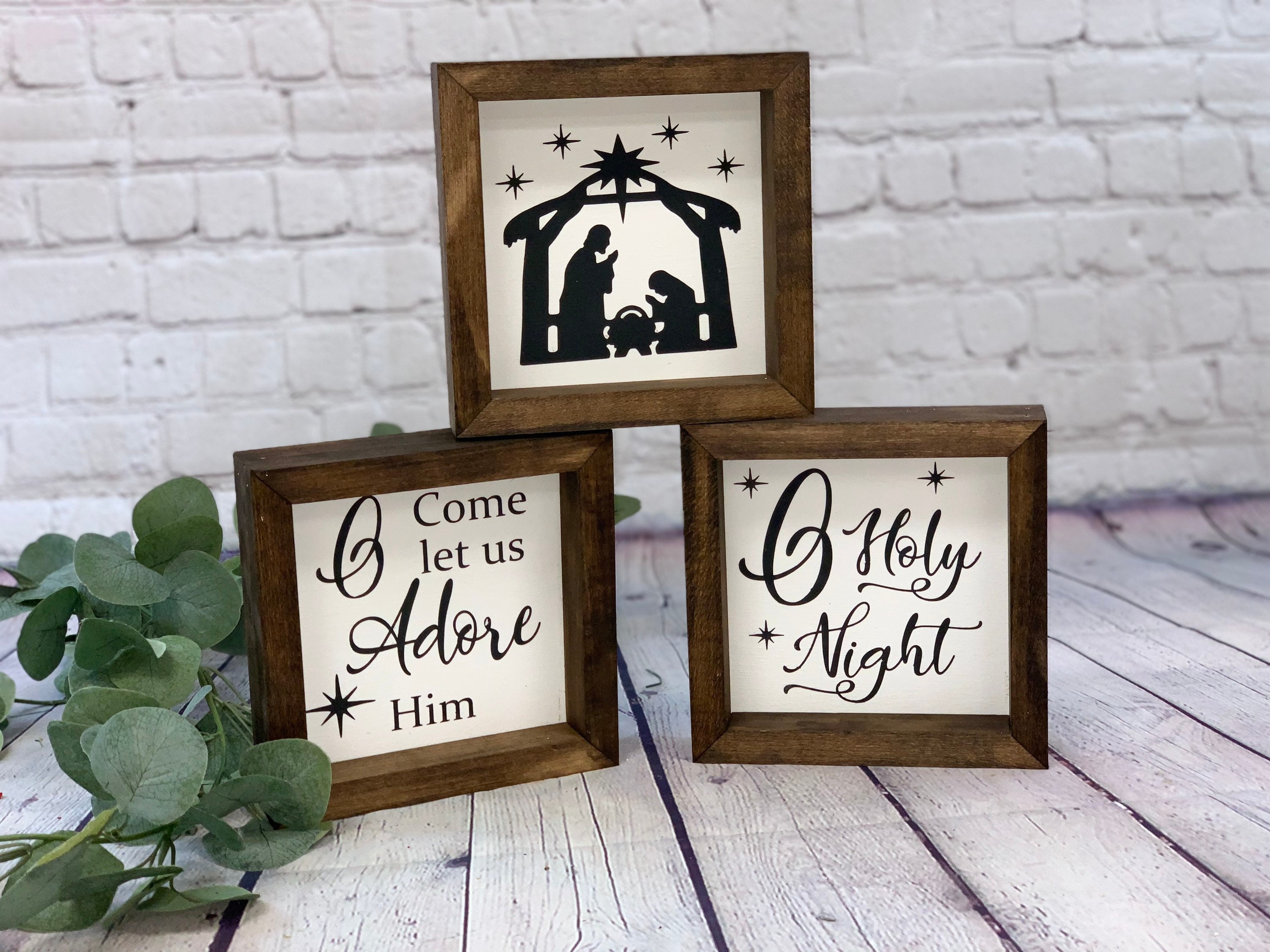 Nativity Scene Farmhouse Mini Sign Set of 3 Christmas Decor | Etsy