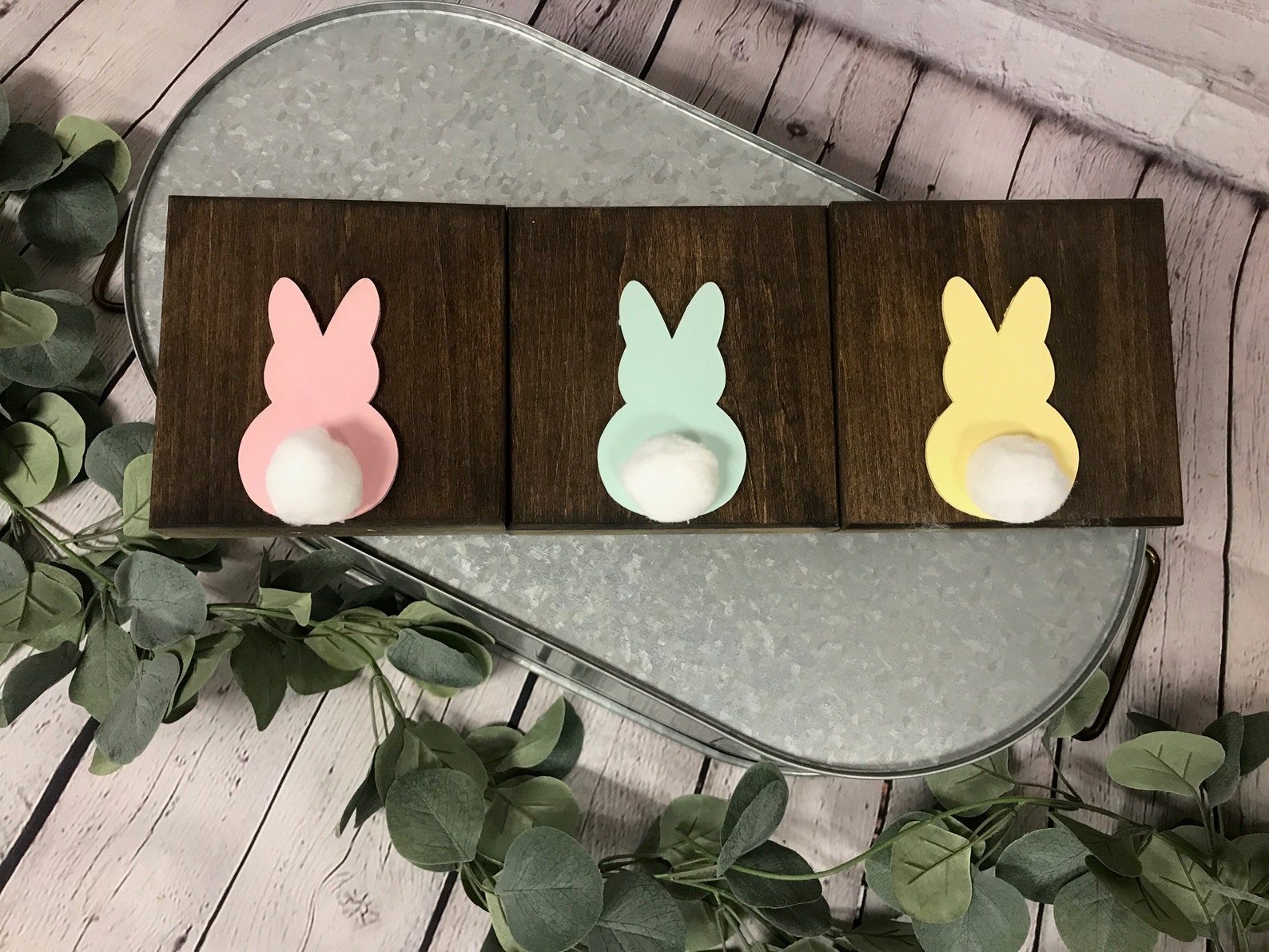 Easter Bunny 3D Mini Block Set of 3 Easter Decor Fluffy - Etsy