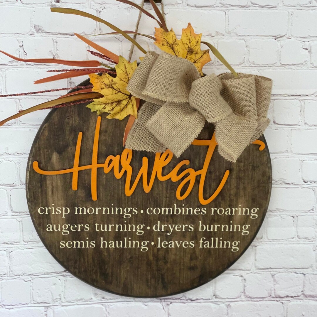 Harvest Front Door Sign Fall Front Door Decor Round Door - Etsy