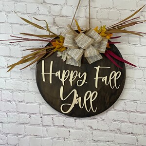 Happy Fall Y'all Front Door Sign | Fall Front Door Decor | Round Door ...
