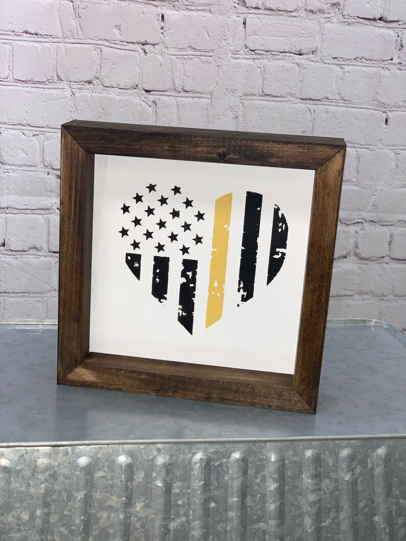 Dispatcher Heart Farmhouse Mini Sign Thin Yellow Line Decor - Etsy