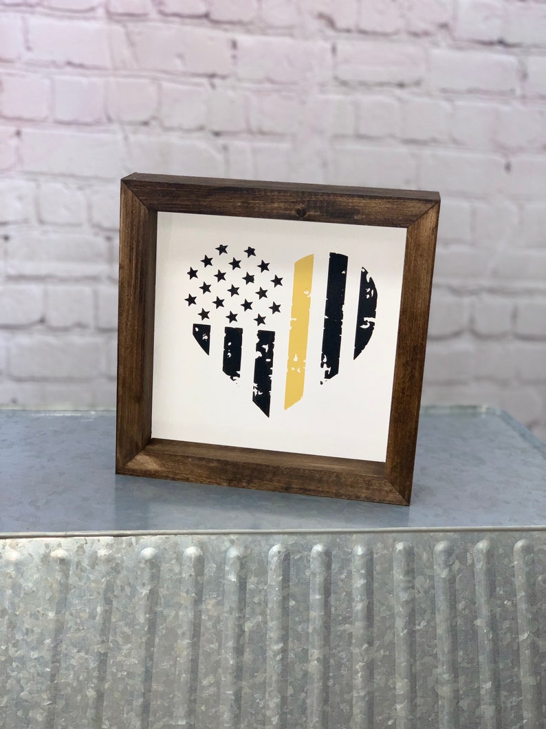 Dispatcher Heart Farmhouse Mini Sign Thin Yellow Line Decor - Etsy