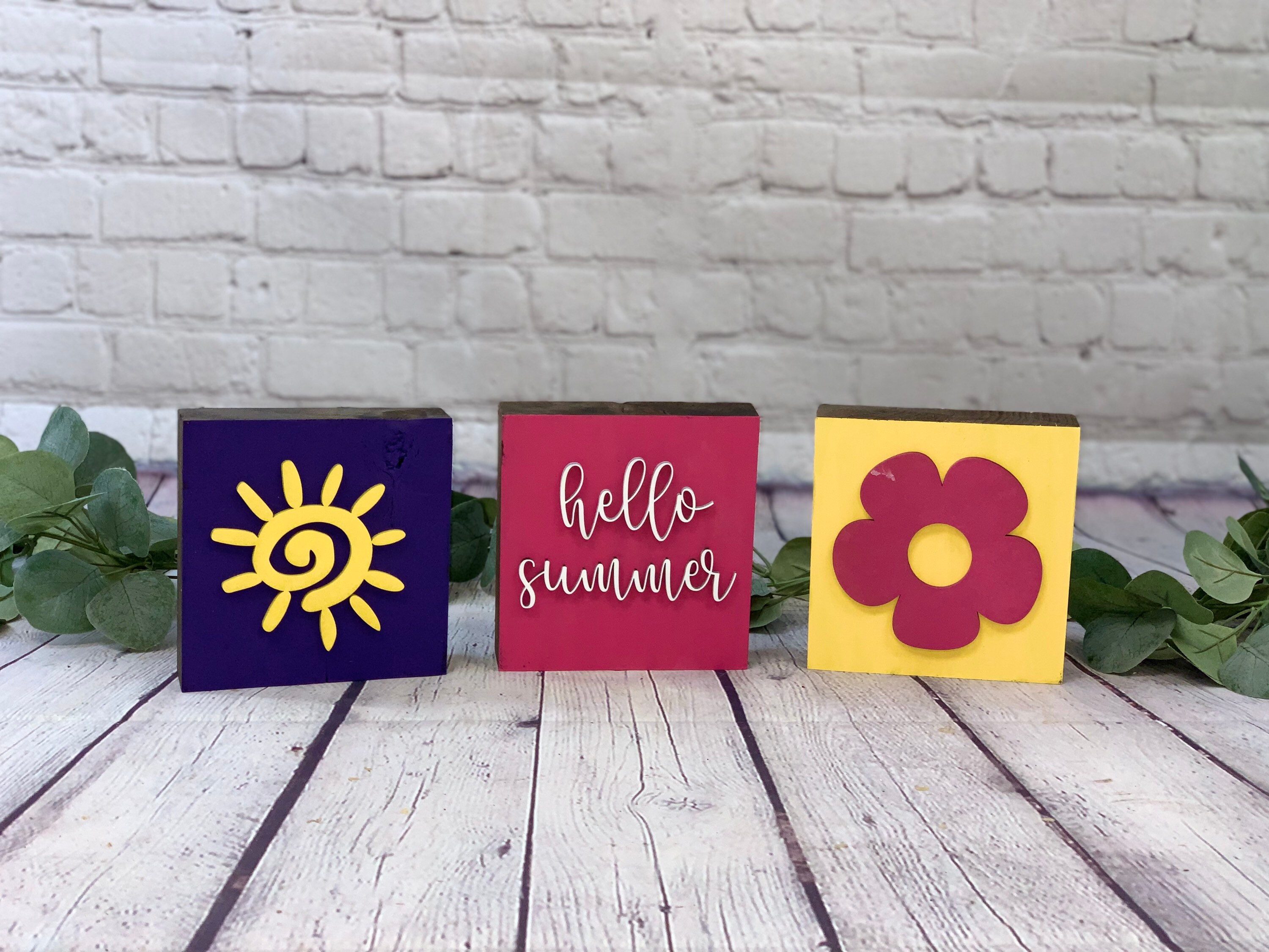 Reversible - 3D Summer/4th of July Mini Block Set of 3 | Summer Decor ...