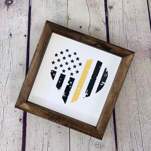 Dispatcher Heart Farmhouse Mini Sign | Thin Yellow Line Decor ...